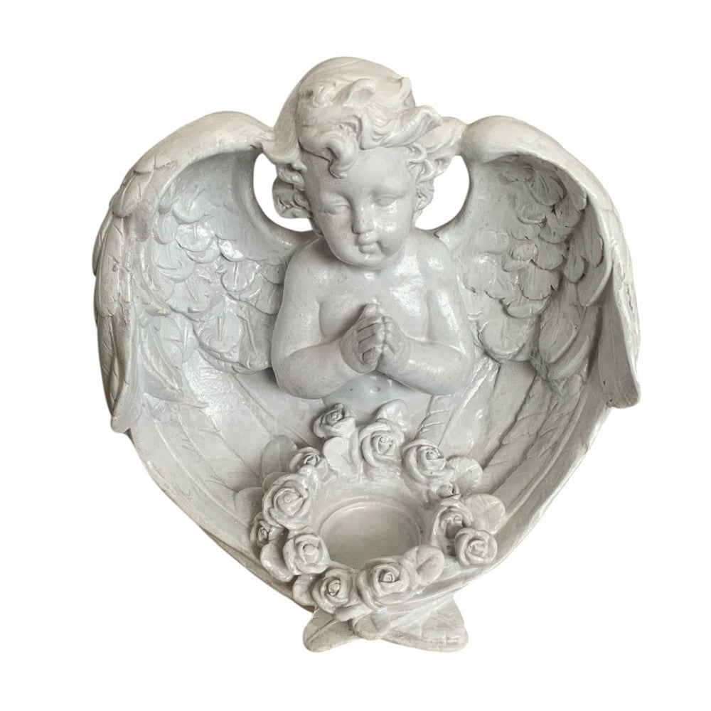 Decoratiune Ingeras, lucrata manual din Ipsos,cu suport de lumanare 22 – CasutaNoastra