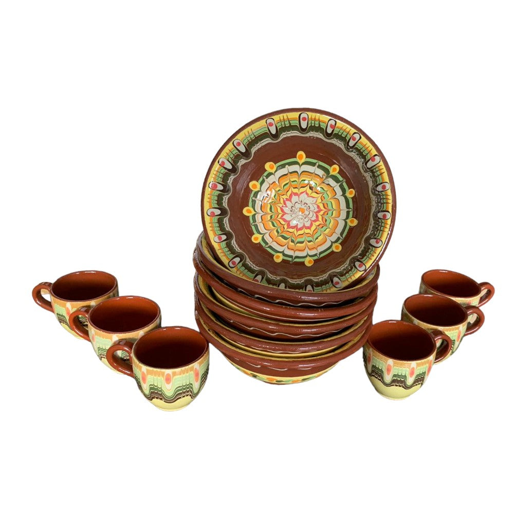 Set 6 Castroane 14.5 cm si 6 Cescute 80 ml, Traditionale ,Pictate Manu ...