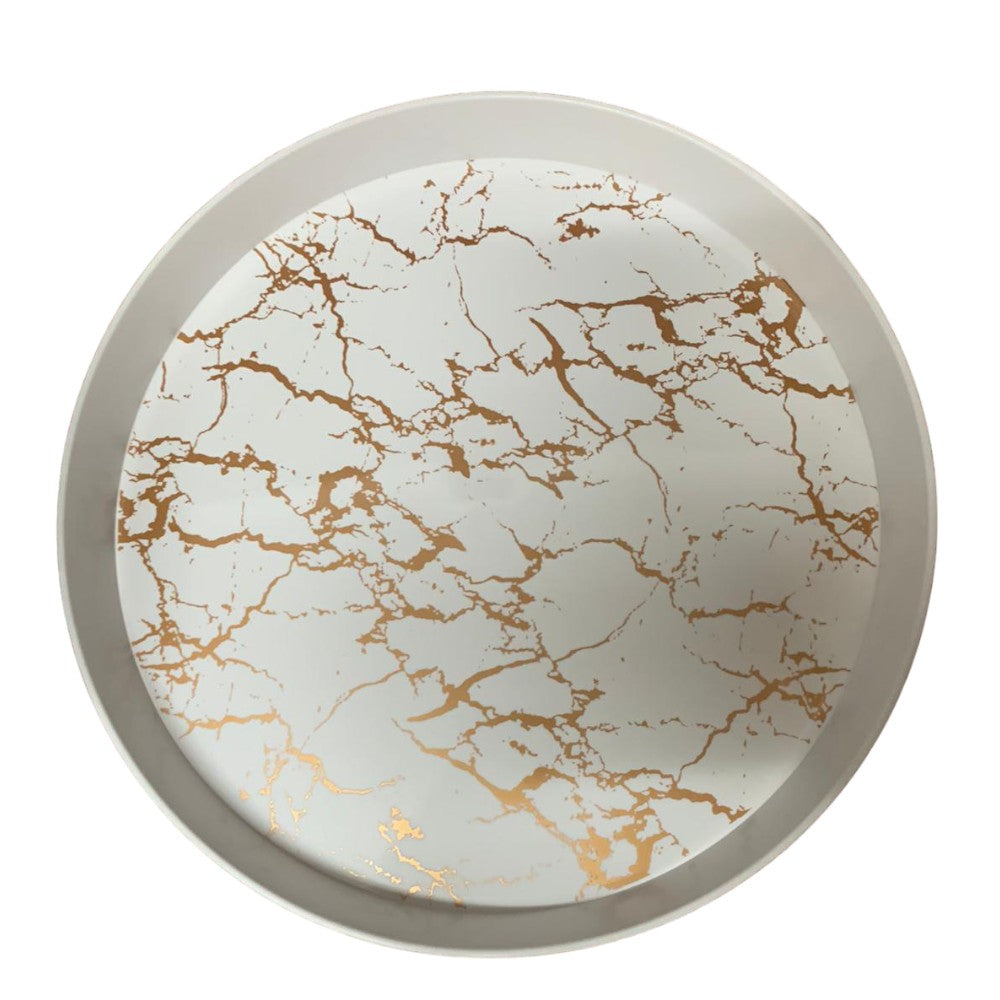 Tava Servire plastic, Rotunda, model Marmorat, 33x2.5 cm – CasutaNoastra