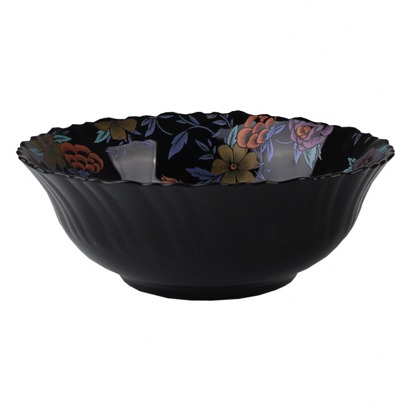Set 6 boluri, Negre, model cu Flori, Arcopal, 16 cm, 500 ml – CasutaNoastra