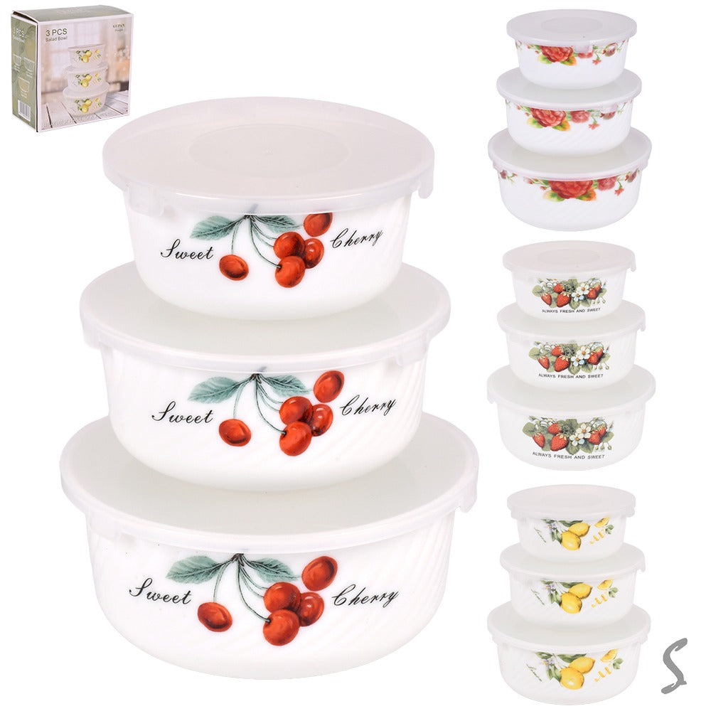 Set 3 Boluri/Caserole opal capac plastic, Etansare vid , Fructe ...