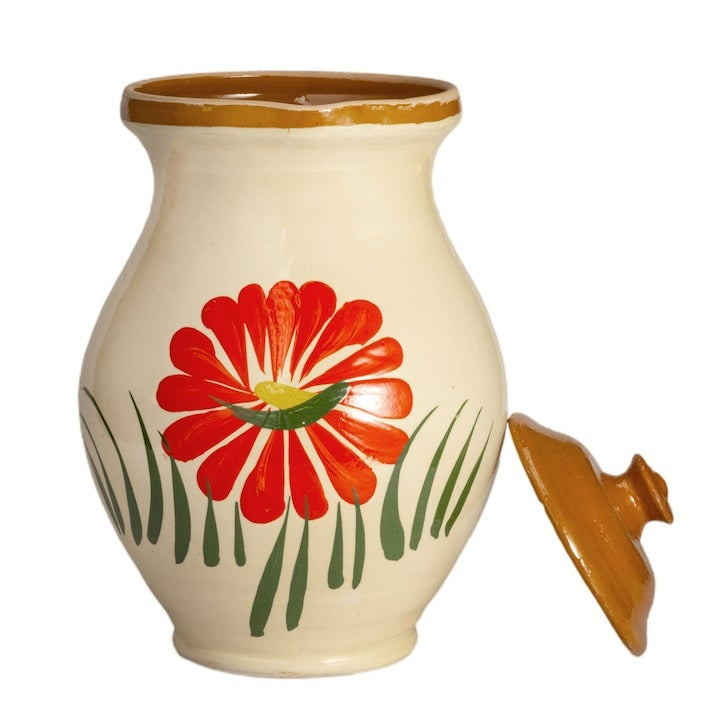 Ulcior Lapte din lut cu Capac, pictat Manual – CasutaNoastra